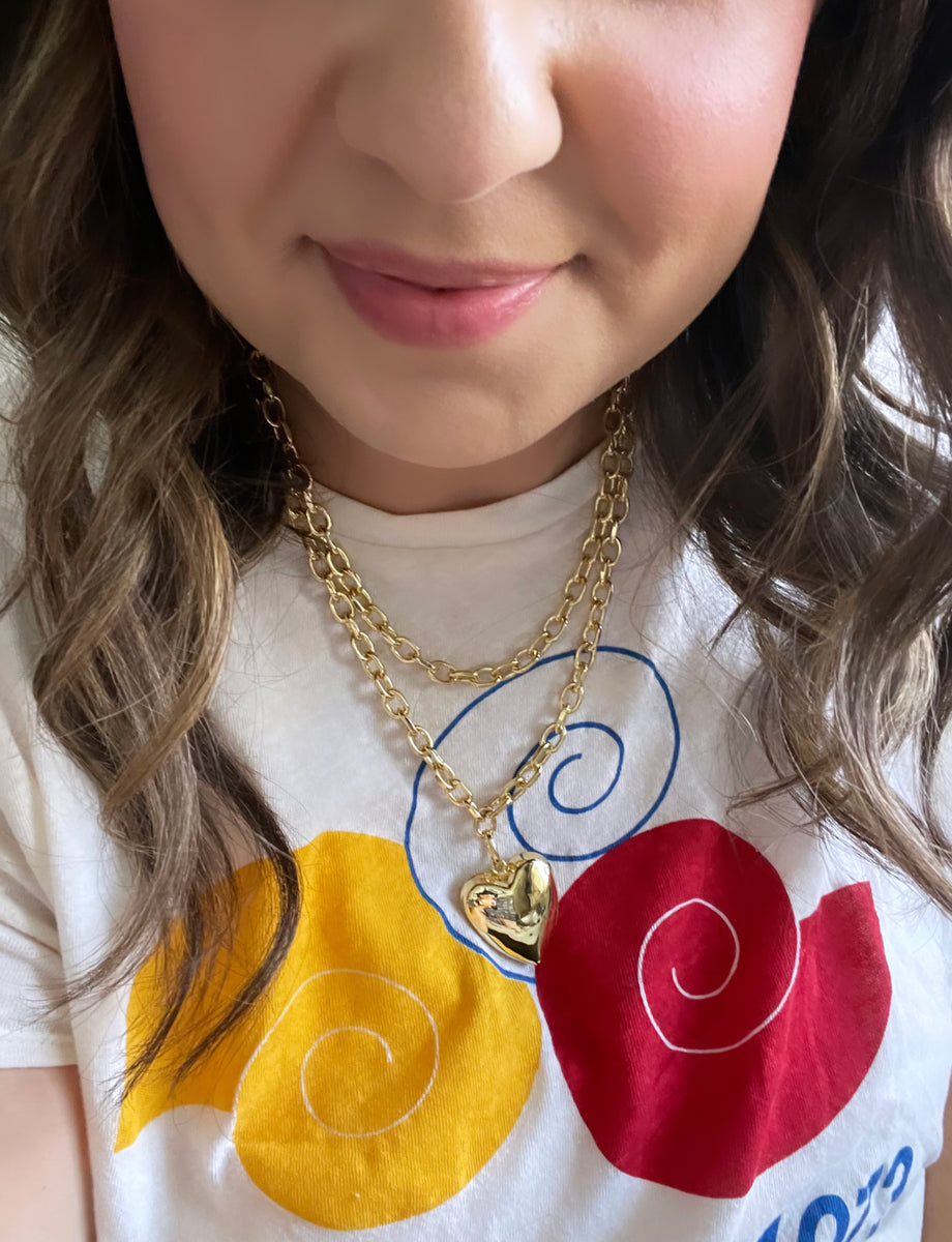 the double chain heart necklace – by bay jewelry
